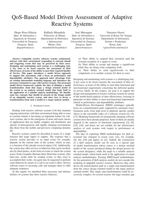 Pdf Qos Based Model Driven Assessment Of Adaptive Reactive Systems