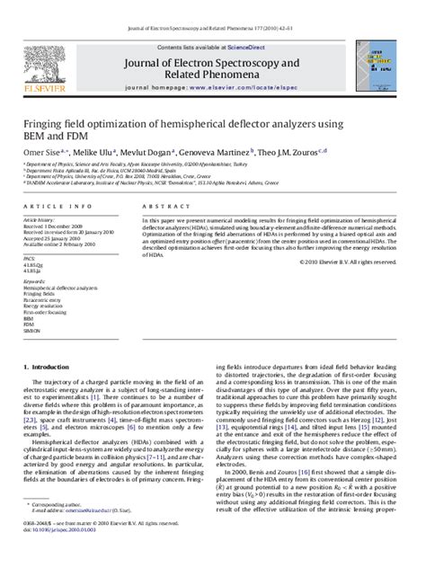 Pdf Fringing Field Optimization Of Hemispherical Deflector Analyzers Using Bem And Fdm