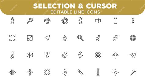 Premium Vector 32 Selection And Cursor Editable Line Icons Pointer Tool And Navigation Vector Set