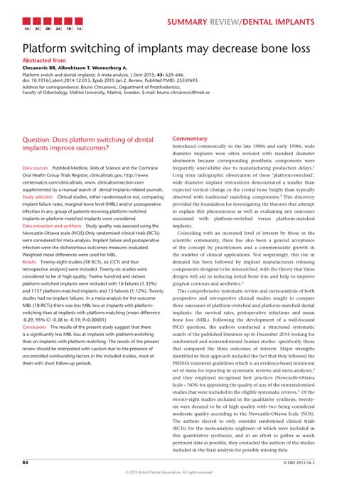 Pdf Platform Switching Of Implants May Decrease Bone Loss