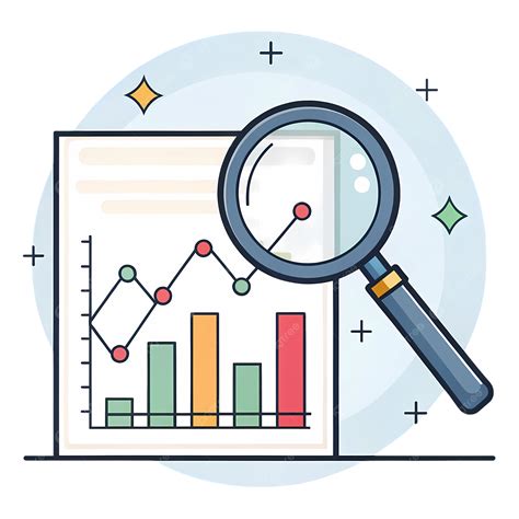 data analysis icon clipart with chart and magnifying glass for