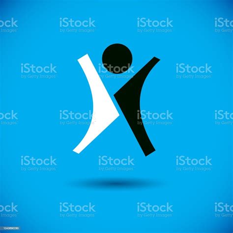 최대 도달 행복 추상적인 인간의 벡터 그림 성공적인 사업 경력 추상 아이콘입니다 기업 개발 사인입니다 자유의 창조적 상징 건강한 생활방식에 대한 스톡 벡터 아트 및 기타