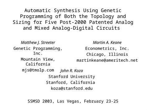 Ppt Automatic Synthesis Using Genetic Programming Of Both The