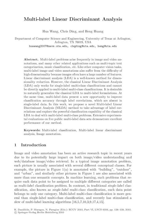 Pdf Multi Label Linear Discriminant Analysismulti Label Linear
