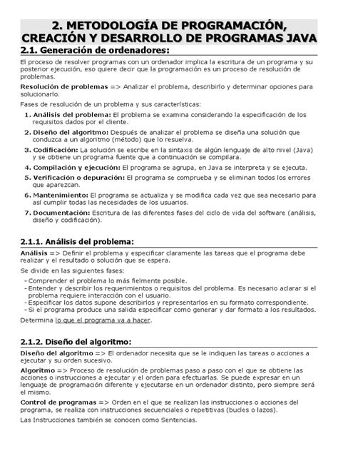 creación y desarrollo de programas java pdf programación programa