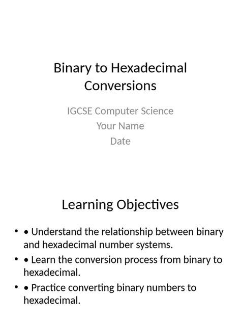 Binarytohexadecimalconversionslesson Pdf