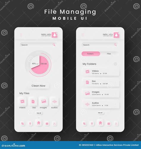 File Managing Mobile App UI Kits Stock Illustration Illustration Of Management Gallery
