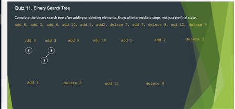 Solved Quiz Binary Search Tree Complete The Binary Chegg Com