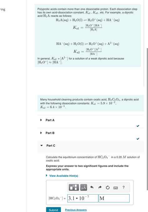 Solved Polyprotic Acids Contain More Than One Dissociable