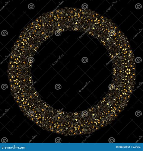 Round Gold Curl Vector Frame Stock Vector Illustration Of Golden Black 280359051
