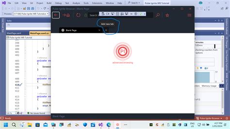 how do i make a add new tab button for a uwp web browser app made on