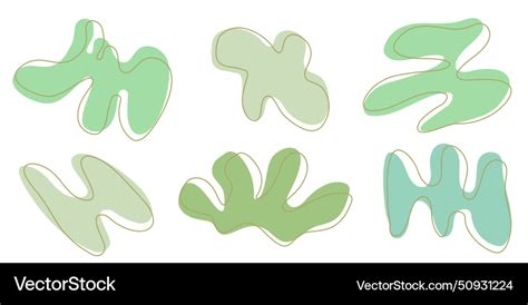 Set Of Organic Irregular Blob Shapes With Stroke Vector Image
