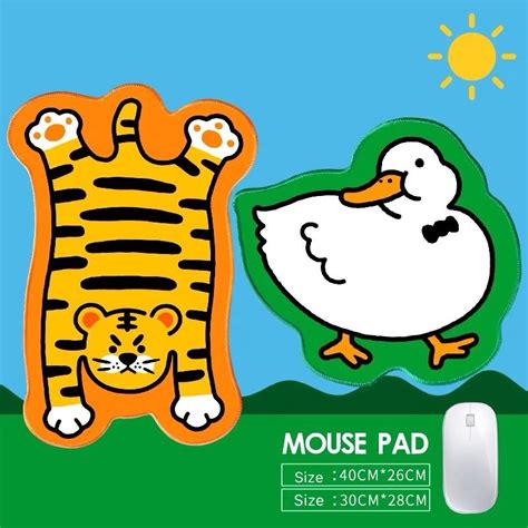 พร้อมส่ง แผ่นรองเม้าส์ผ้า แผ่นรองคีย์บอร์ด ลายเสือ ลายเป็ด Duck Tiger Mouse Pad Keyboard