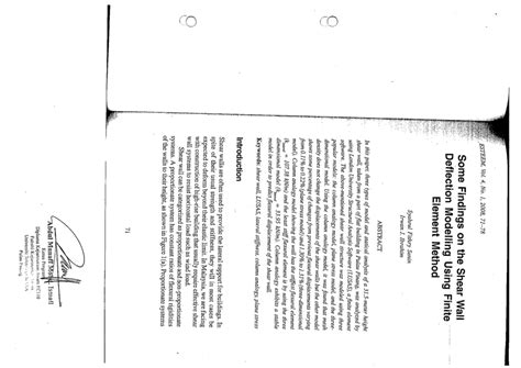 Pdf Some Findings On The Shear Wall Deflection Modelling Using Finite
