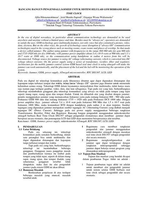 Rancang Bangun Pengendali Jammer Untuk Sistem Selular Gsm Berbasis Real Time Clock Pdf Pdf