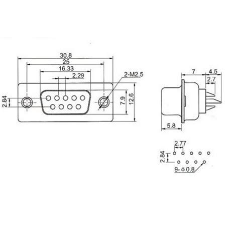 DB9 RS232 Connector Male DB9CONMALE