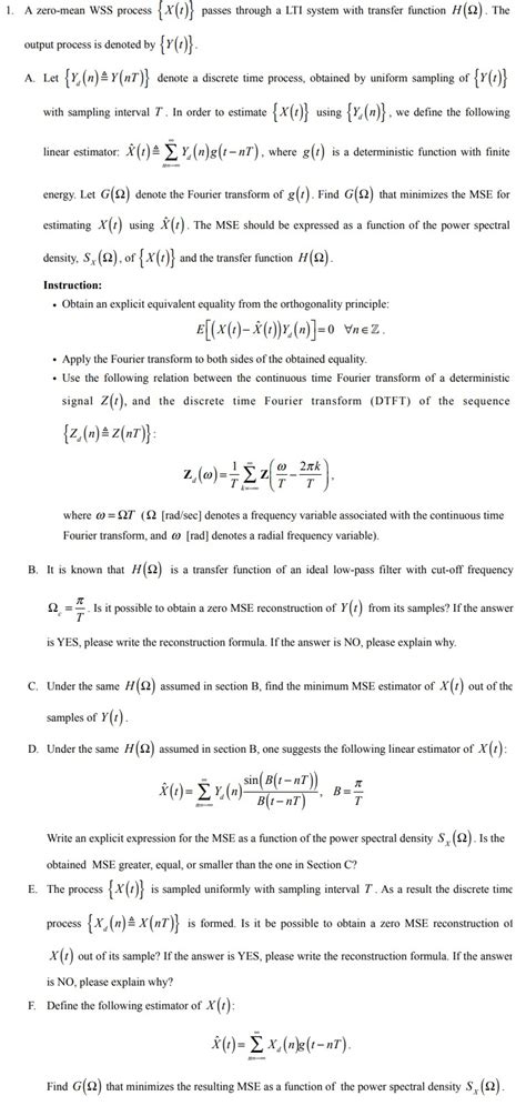 solved a zero mean wss process {x t } passes through a lti system