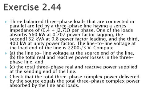 Solved Exercise 2 44three Balanced Three Phase Loads That