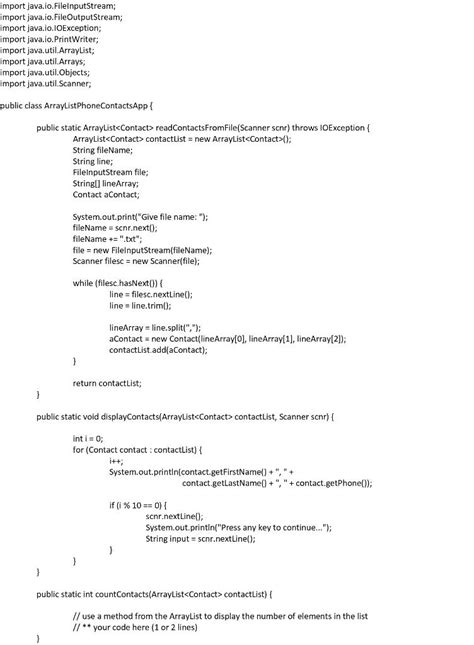 Solved IN JAVA PLEASE Create A Phone Contact App Using The Chegg