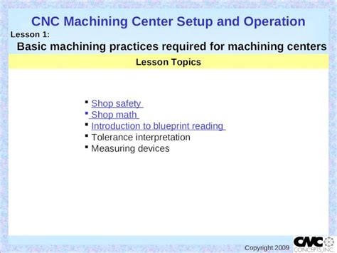 PPT Lesson Topics CNC Machining Center Setup And Operation Lesson