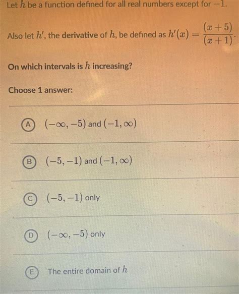 [answered] let h be a function defined for all real numbers except for