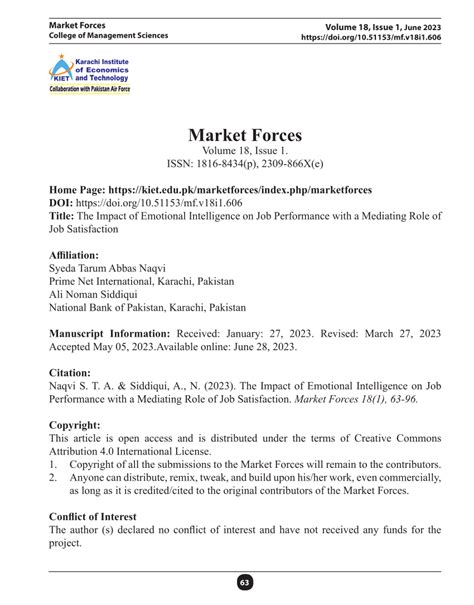 Pdf The Impact Of Emotional Intelligence On Job Performance With A Mediating Role Of Job