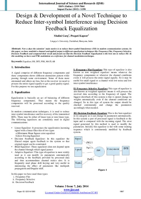 Pdf Design And Development Of A Novel Technique To Reduce Inter Symbol Interference Using
