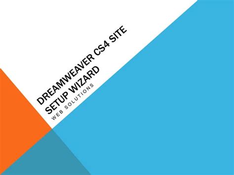 dreamweaver cs4 site setup wizard ppt