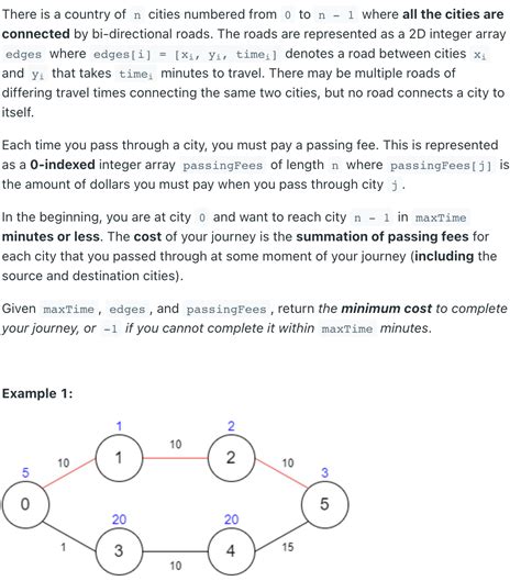 1928 Minimum Cost To Reach Destination In Time Kickstart Coding