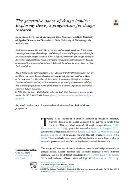 Pdf The Generative Dance Of Design Inquiry Exploring Deweys