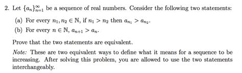 Let Be A Sequence Of Real Numbers Consider The