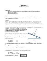 Lab Experiment Coefficient Of Friction Pdf Experiment Coefficient Of Friction Objectives