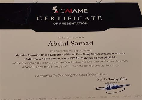 Machinelearning Forestfiredetection Iciaiame Antalya Abdul Samad