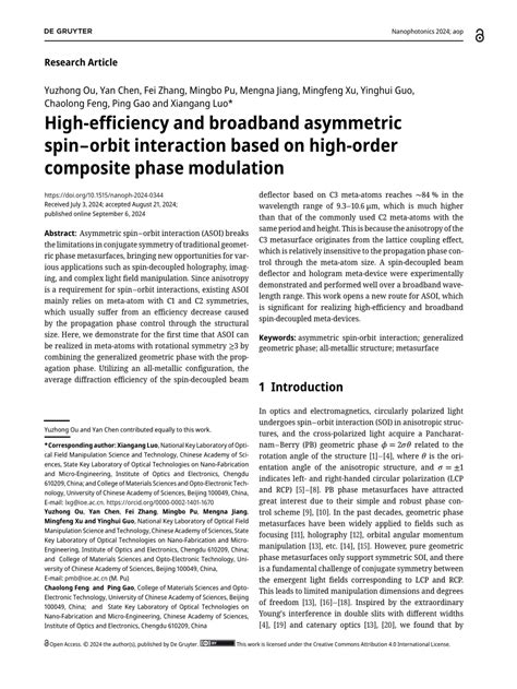 Pdf High Efficiency And Broadband Asymmetric Spinorbit Interaction
