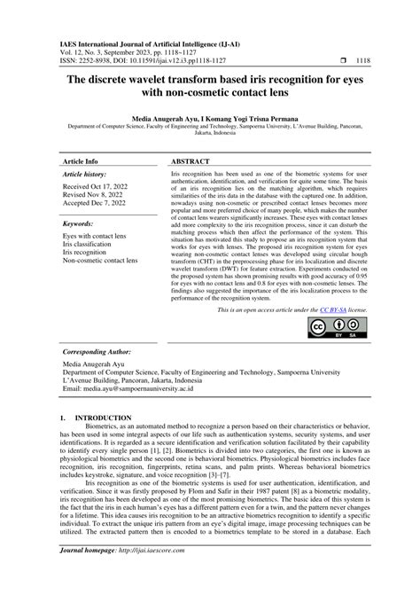 Pdf The Discrete Wavelet Transform Based Iris Recognition For Eyes