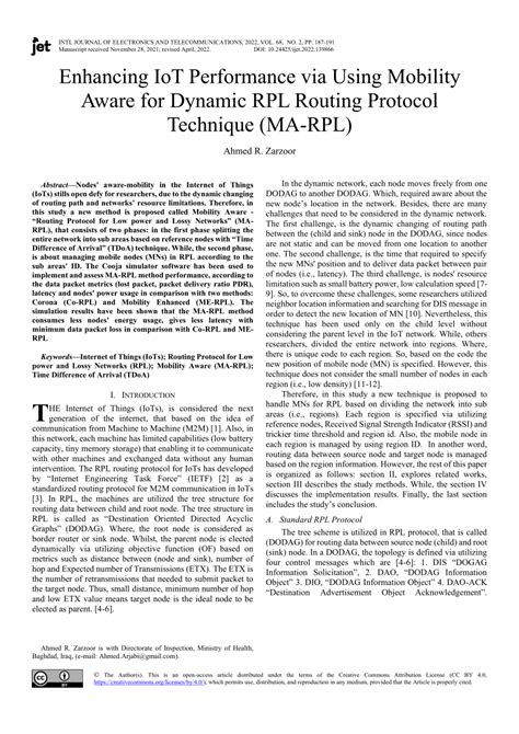 Pdf Enhancing Iot Performance Via Using Mobility Aware For Dynamic