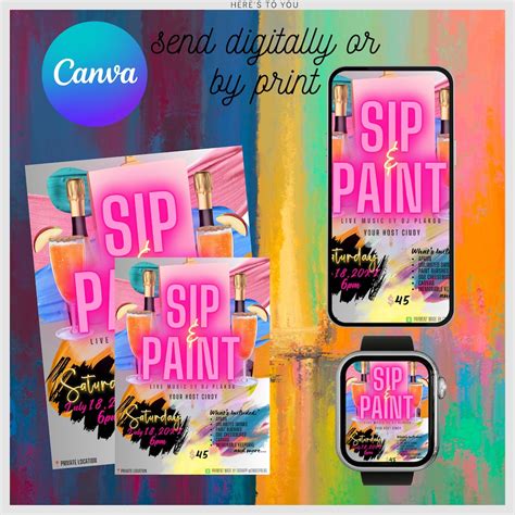 Sip And Paint Flyer Edit Yourself Canva Sip And Shop Flyer