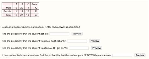 SOLVED Tota Male Female Total Suppose Babe Is Chosen At Random Enter