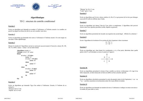 Algorithmique Td 2 Structure De Contrôle Conditionnel