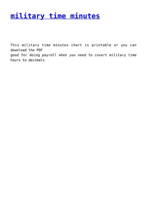 Military Time Conversion Chart For Payroll How To Create A Military
