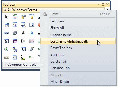 Microsoft Visual Studio Windows The Toolbox