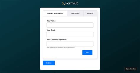 formkit multi step form phase 1 codesandbox