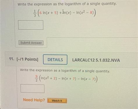 Solved Write The Expression As The Logarithm Of A Single