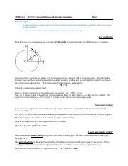 L Circular Motion With Angular Quantities Docx AP Physics U L Circular Motion With