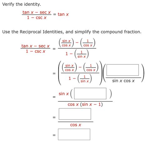 Solved Verify The Identity Cscxtanxsecx Tanx Use The Chegg Com