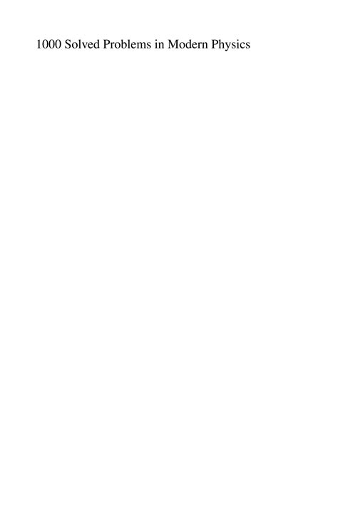 SOLUTION 1000 Solved Problems In Modern Physics Pdfdrive Studypool