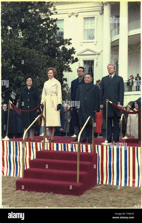 Madame Zhuo Lin Rosalynn Carter Deng Xiaoping And Jimmy Carter At The Arrival Ceremony For The