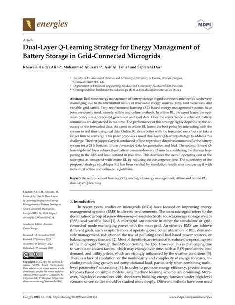 Pdf Dual Layer Q Learning Strategy For Energy Management Of Battery