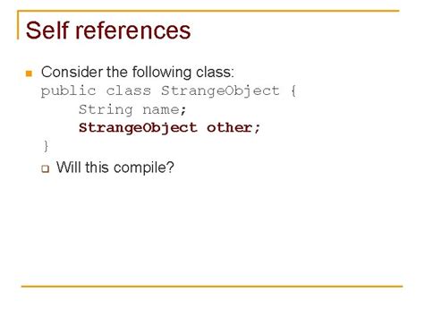 Linked Lists Public Class Strange Object String Name