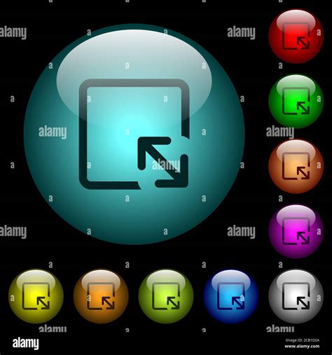 Resize Object Icons In Color Illuminated Spherical Glass Buttons On